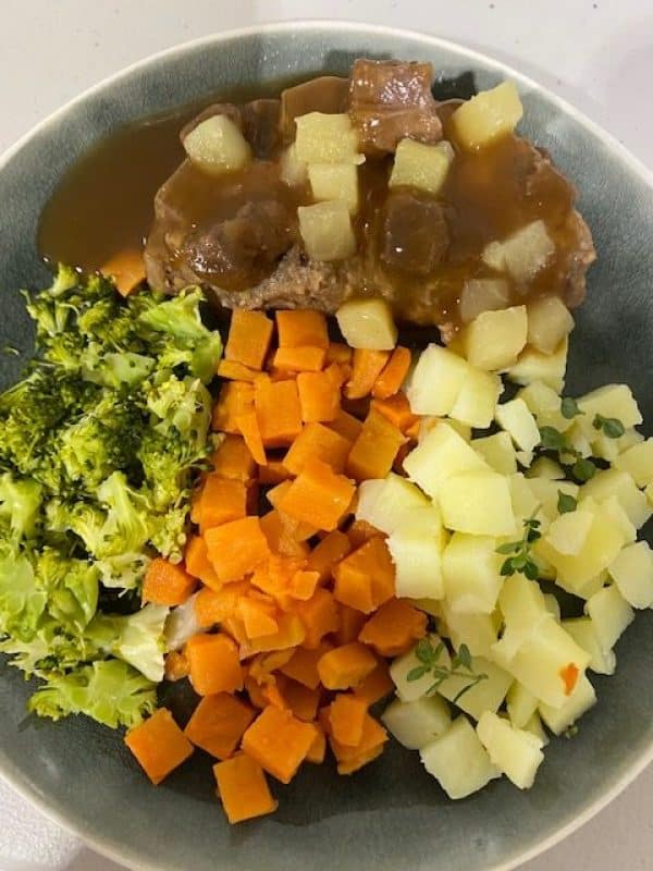 Soft & Bite-Sized Roast Pork and Vegetables - Ranahans Special Diets